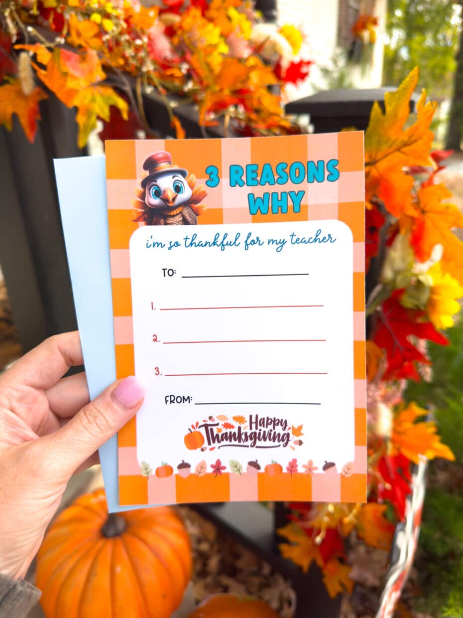 Thanksgiving Card for Teachers (Free Printable) - Sweet Tea and Sprinkles