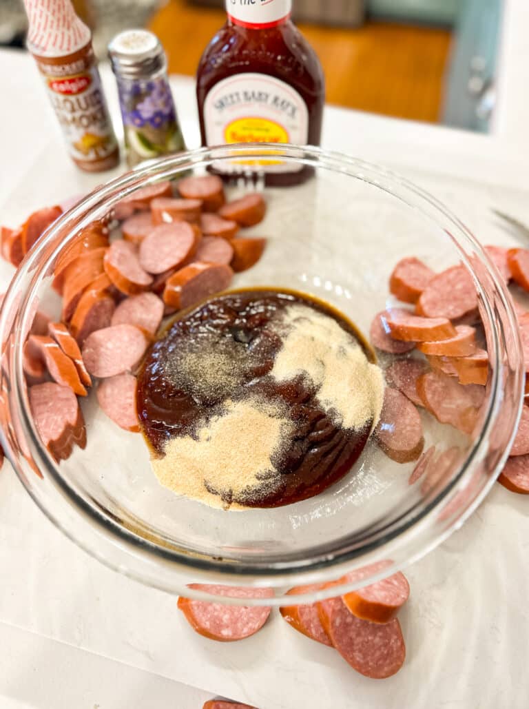 Baked BBQ Sausages - Sweet Tea and Sprinkles