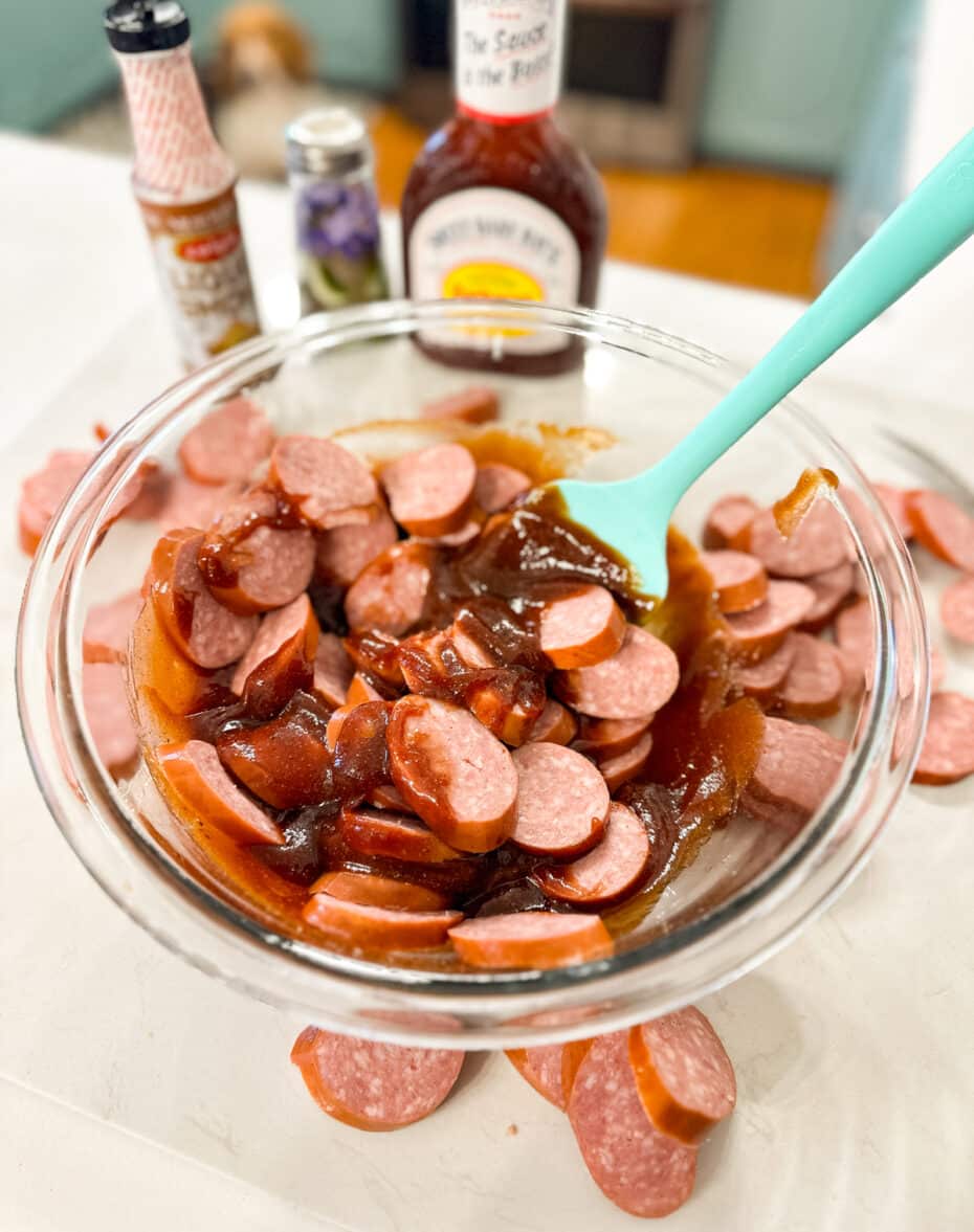 Baked BBQ Sausages - Sweet Tea and Sprinkles