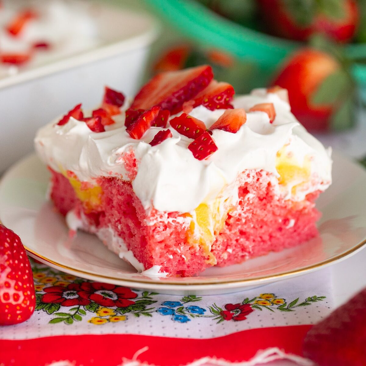 Strawberry Lemon Poke Cake - Sweet Tea and Sprinkles
